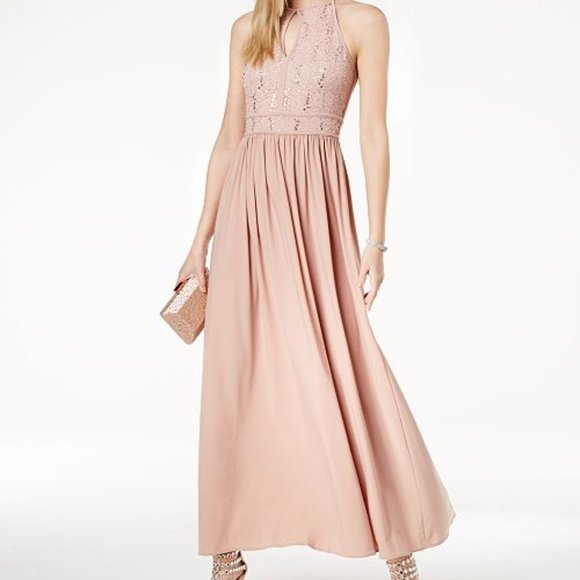 Morgan & Co. | Dresses | Morgan Co Lace Tie Back Keyhole Halter Dress ...